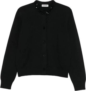 Jil Sander Femme, Pulls, Noir, Taille: 38 FR Cardigan en laine