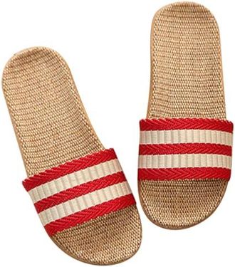 Frcolor Pantoufles Ouvertes Lin pour Femme Semelle &Eacute;paisse et Souple Antitranspiration Confort Int&eacute;rieur L&eacute;g&egrave;res et Respirantes pour Maison