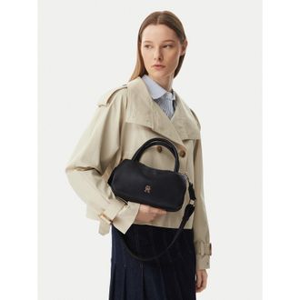 Tommy Hilfiger Handtasche Tommy Hilfiger Th Logotape Mini Satchel AW0AW18743 Schwarz