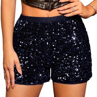 ORANDESIGNE Short Paillettes Femme Sexy Short de Danse Paillettes Brillant Shorts Sequin Shine Glitter Taille Haute Sparkly Party Club de Nuit Costumes de Carnava