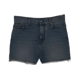 Karl Lagerfeld Short Denim Sfrangiato Logo Retro - - Shorts - Damen - Blau - W27