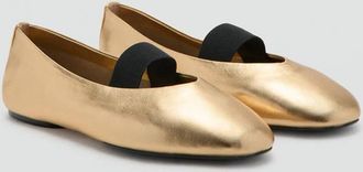 Mango Chaussures cuir bride or - Femme - 35 - MANGO