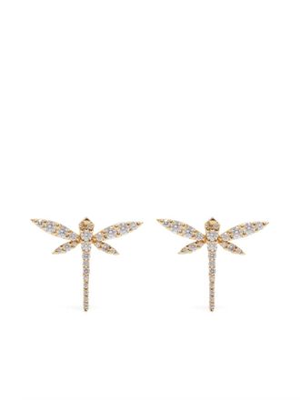 Anapsara boucles doreilles Mini Dragonfly en or 18ct pavées de diamants