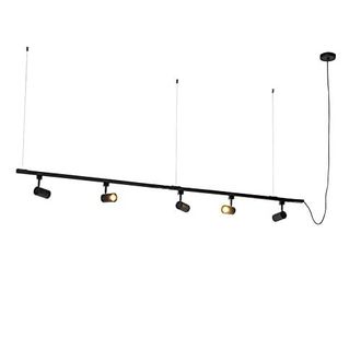 QAZQA jeana - Suspension - 5 lumière - L 193 cm - Noir - Moderne - éclairage intérieur - Salon I Chambre I Cuisine I Salle à manger