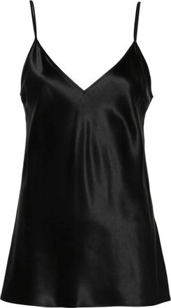 Joseph Femme, Tops, Noir, Taille: 36 FR Top en soie à col en V