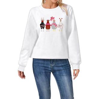 Generic Pull &agrave; capuche pour femme avec imprim&eacute; lettres et col rond pour lautomne et lhiver 2026, blanc, XXL