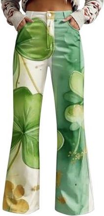 Generic HUIFUAO Pantalon de la Saint-Patrick pour femme - Pantalon tr&egrave;fle amusant - Costume irlandais de la St Paddy - Pantalon de tr&egrave;fle irlandais - Grande t
