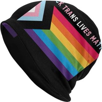 Generic Unisexe Bonnet &Agrave; Revers Les Vies Trans Comptent LGBT Hiver Chapeaux Classique Bonnet dhiver Mode Bonnets De Ski pour Ski Course Cyclisme