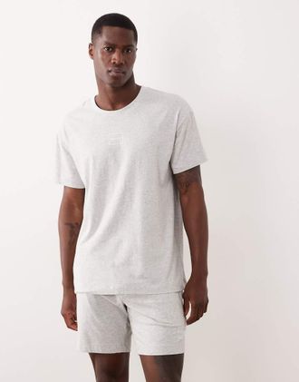 HUGO BOSS HUGO Red - T-shirt confort densemble en coton avec logo - Gris