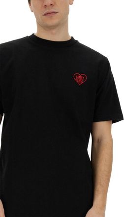 Family Fir$t Milano Heart-Embroidered Cotton T-Shirt - Black