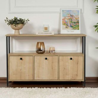 Pier Import Console dentr&eacute;e avec rangement 3 niches, effet ch&ecirc;ne JENA