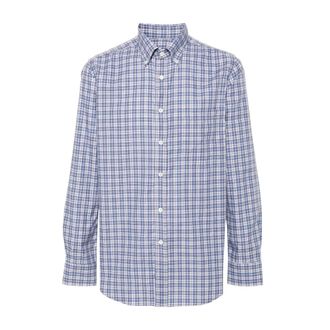 Canali Gekariertes Freizeithemd - - Shirts - Herren - Blau - 2XL