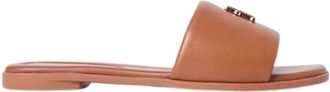 Tommy Hilfiger Femme, Chaussures, Brun, Taille: 41 EU Leather Mules with TH Monogram Plaque