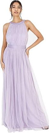 Anaya with Love Ladies Maxi Dress for Women Halter Neck Long Sleeveless with Belt A Line Evening Gown Ball Prom Wedding Guest Bridesmaid Robe, Lilas Pâle, 44 Femme