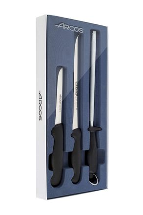 Arcos Profi-Schinkenmesser-Set 3-teilig - Schinkenmesser, Ausbeinmesser, Wetzstahl - Edelstahl NITRUM, Ergonomischer Griff - Serie 2900