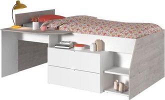 Calicosy Calicosy - kim Lit combine enfant contemporain decor chene silex et blanc - l 90 x l 190 ou 200 cm