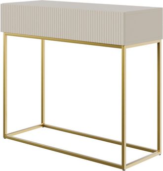 Selsey Veldio - Table console - 90 cm - taupe (gris-beige) avec pieds dorés - Selsey