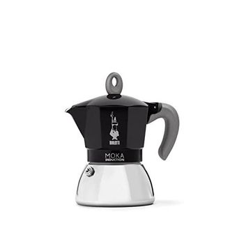 Bialetti Moka Induction, Cafetière moka, Tous feux, 4 tasses despresso (150ml), Noir