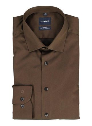 Olymp Herren Hemden braun Baumwoll-Stretch