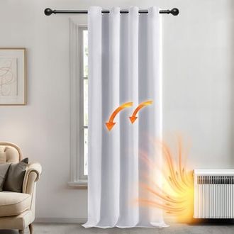 Deconovo Rideaux Occultants Isolant Thermique Anti Froid, 140x260 CM (Largeur x Hauteur), Rideaux pour Salon et Chambre, Design Moderne à Oeillets, No?l Gris P