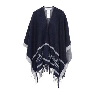 Max Mara Cape Pirania en Laine - Femme - Vestes - Bleu - Taille: ONE Size