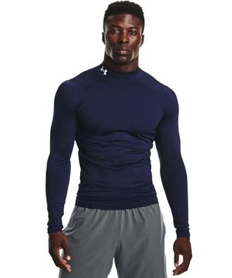 Under Armour HeatGear Armour Mock T-Shirt &agrave; Manches Longues pour Homme, Bleu Marine (410)/Blanc., Taille 3XL