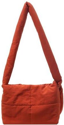 Generic Sac &agrave; bandouli&egrave;re matelass&eacute; pour femme, sac &agrave; main en nylon rembourr&eacute; doux, sac besace l&eacute;ger pour femme, Orange, 11.8inch