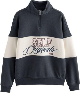 Self Sweater Self. Besticktes Sweatshirt mit 1/2-Rei&szlig;verschluss (1-tlg)