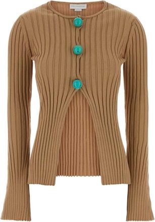 Stella McCartney Femme, Pulls, Brun, Taille: 40 FR Cardigan en coton c&ocirc;tel&eacute;