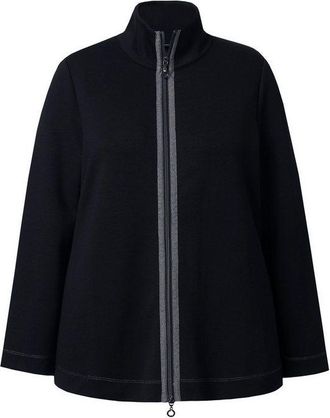 Ulla Popken Sweatjacke Sweatjacke Stehkragen 2-Wege-Zipper Glitzerband