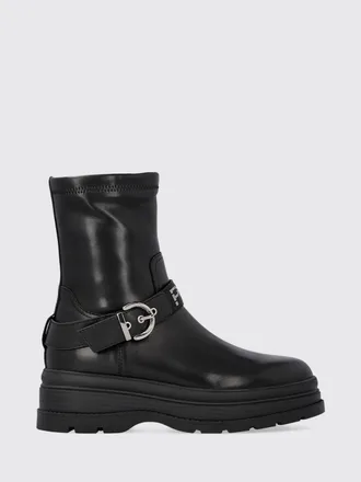 Pinko Eva Leder-Biker-Stiefeletten mit elastischen Eins&auml;tzen