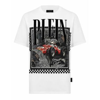 Philipp Plein Homme, Tops, Blanc, Taille: 3XL T-Shirt Col Rond Manches Courtes