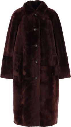 Yves Salomon manteau boutonné à empiècements matelassés - Rouge