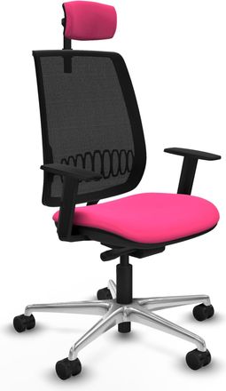 Piqueras y Crespo Ergonomischer Stuhl Home Office Alares mit 1D-Armlehnen, h&ouml;henverstellbare Lendenwirbelst&uuml;tze und h&ouml;henverstellbares Kopfteil, Schwarz/Rosa