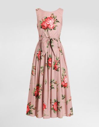 Dolce & Gabbana Rose Bouquet-print Cotton Dress - Frau Kleider Mehrfarbig 40