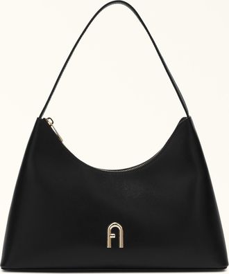 Furla Diamante Schultertasche Nero Schwarz Weiches Kalbsleder Damen