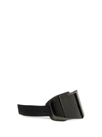 Balenciaga Mens Mirrored Ski Mask Sunglasses Black Polyamide