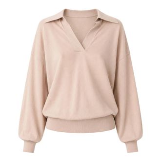 Meimeij Langarm-Poloshirt Strick - - Knitwear - Damen - Beige - S