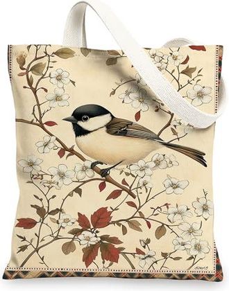 Generic Sacs fourre-tout en toile motif floral élégant, sacs de courses réutilisables, vintage, légers et lavables, sacs en toile pour voyage, pique-nique, 33