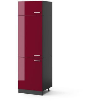 Vicco Armoire pour frigo R-Line, Rouge bordeaux Haute brillance, 60 cm, Vicco