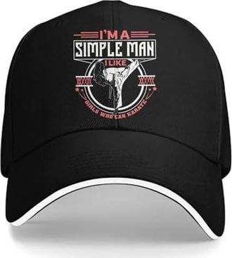 Generic Chaleur dHiver, lavé Casquette de Baseball pour Hommes Simple Homme Sports Snapback Caps Papa Chapeau Karaté Arts Martiaux Chapeaux de Golf