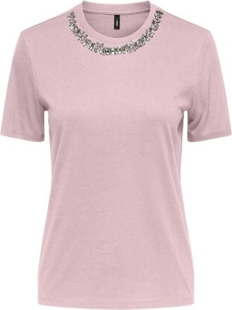 Only Only, Femme, Tops, Rose, Taille: 38 FR T-shirt &agrave; manches courtes et col rond