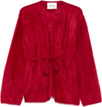 Soft Goat Cardigan mit geb&uuml;rstetem Effekt - Rot