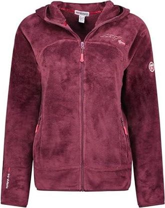 Geographical Norway Upalood Lady - Polaire épaisse Femme Chaude Capuche Fermeture Zip - Veste Automne Hiver Printemps Chaud Femmes - Longues Manches Vetement Pull Fourrur