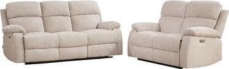 Vente-Unique 3-Sitzer-Sofa & 2-Sitzer-Sofa elektrisch mit Massagefunktion - Chenille-Stoff - Beige - KOCENI