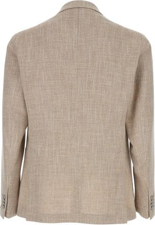 Tagliatore Mens Single-Breasted Jacket, Beige Wool Virgin Blazers