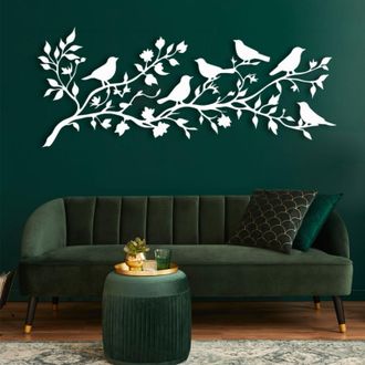 Generic Schwarze V&ouml;gel aus Metall auf einem AST - Wandbild, Naturmotiv aus Metall f&uuml;r Wohnzimmer, Schlafzimmer oder Landhausstil, Moderne Skulptur mit V&ouml;geln 