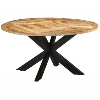 vidaXL Esstisch &Oslash;150x76 cm Massives Raues Mangoholz Vidaxl