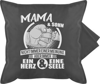 Shirtracer Kissenbezug - Mama & Sohn Immer ein Herz & eine Seele - 50 x 50 cm - Grau - geschenk an geschenke für mamas mutter herzen kuschelkissen mom und kissen