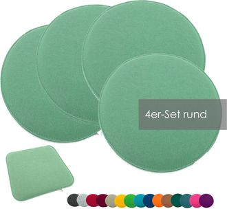 Heimtexland 4er Pack Sitzkissen Filz Stuhlkissen Bodenkissen Polster Stuhlauflage Indoor Outdoor Kissen rund Typ631 Filzkissen Mint 35x35 cm 4 Stück